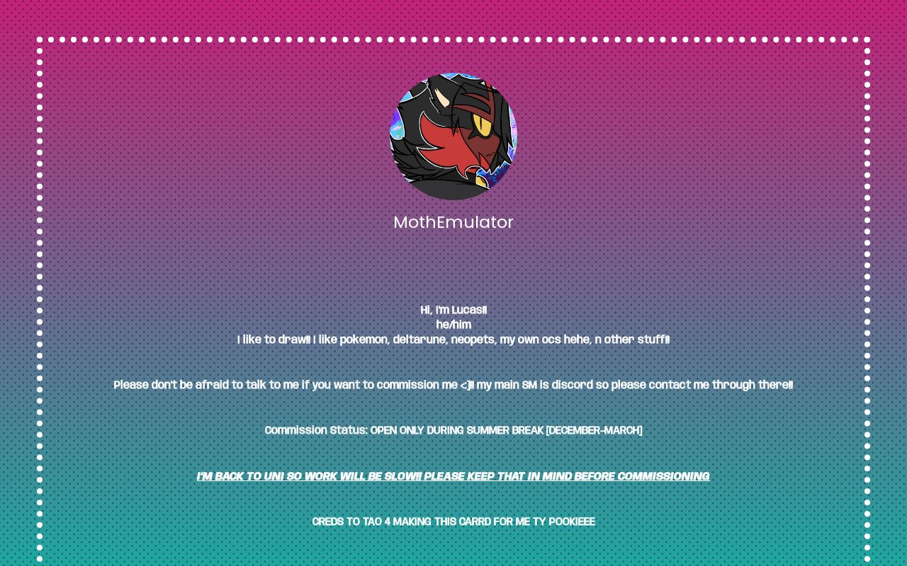 ★MothEmulator's Commissions & Portfolio!★